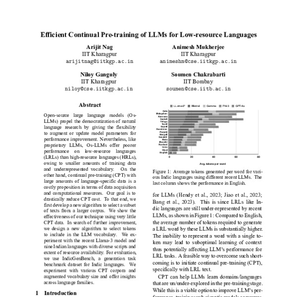 Efficient Continual Pre-training of LLMs for Low-resource Languages - ACL Anthology