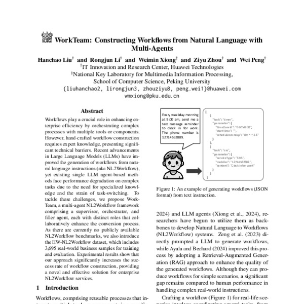 Workteam Constructing Workflows From Natural Language With Multi Agents Acl Anthology