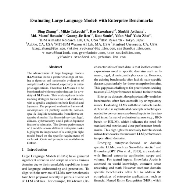 Evaluating Large Language Models with Enterprise Benchmarks - ACL Anthology