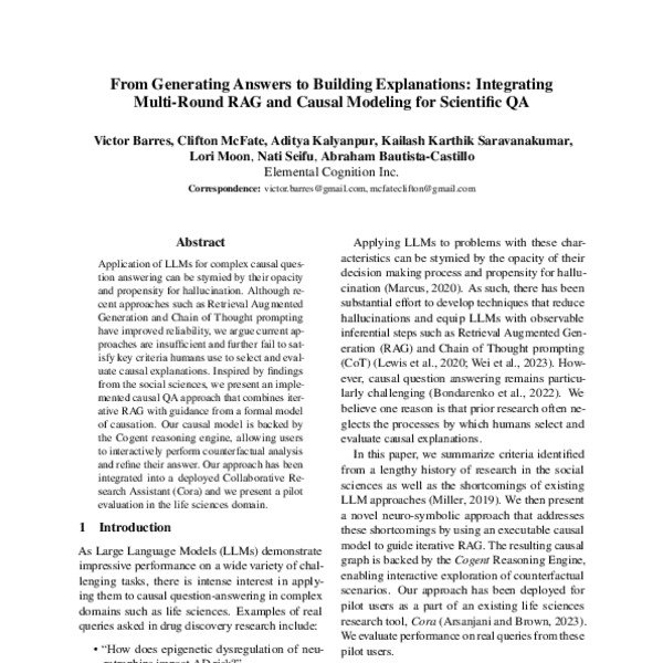 From Generating Answers to Building Explanations: Integrating Multi-Round RAG and Causal ...