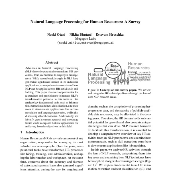 Natural Language Processing for Human Resources: A Survey - ACL Anthology