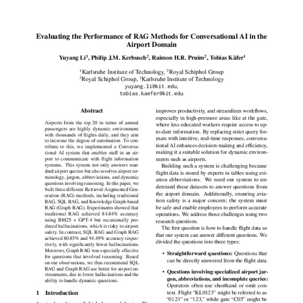 Evaluating the Performance of RAG Methods for Conversational AI in the ...