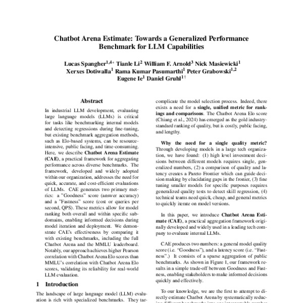 Chatbot Arena Estimate Towards A Generalized Performance Benchmark For Llm Capabilities Acl