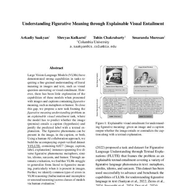 Understanding Figurative Meaning through Explainable Visual Entailment - ACL Anthology