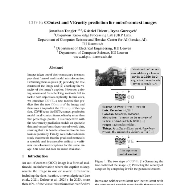 COVE: COntext and VEracity prediction for out-of-context images - ACL Anthology