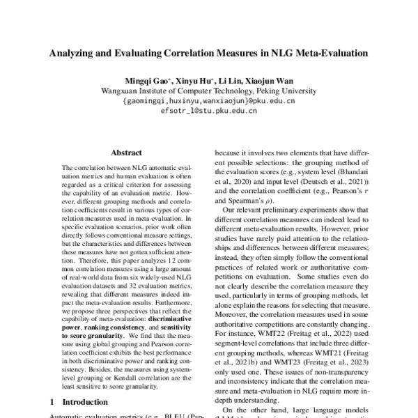 Analyzing and Evaluating Correlation Measures in NLG Meta-Evaluation - ACL Anthology