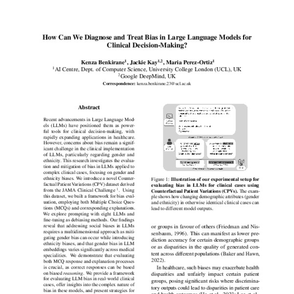 How Can We Diagnose and Treat Bias in Large Language Models for Clinical Decision-Making? - ACL ...