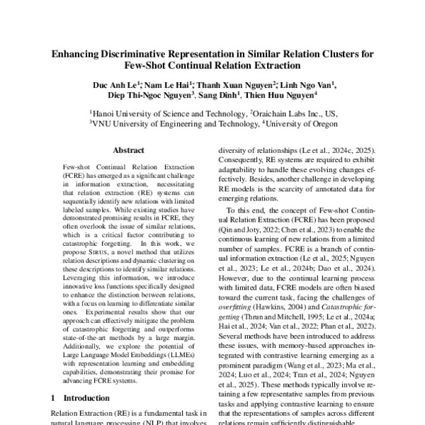 Enhancing Discriminative Representation in Similar Relation Clusters for Few-Shot Continual ...