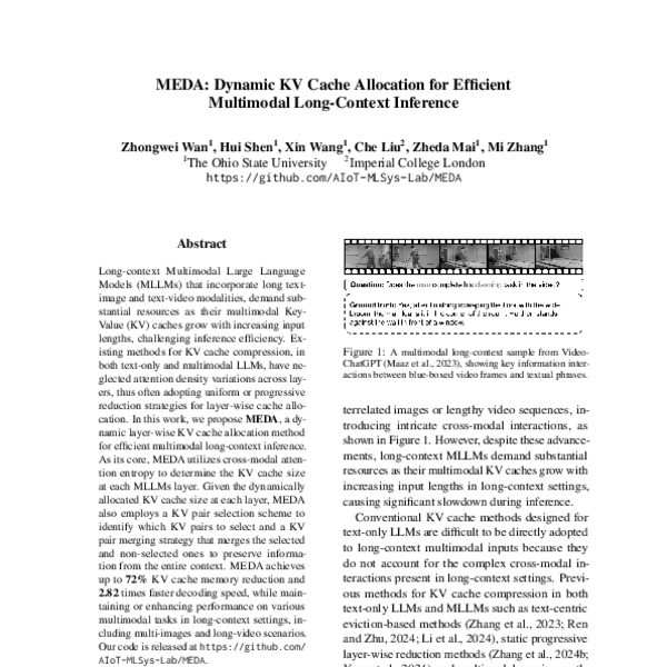 MEDA: Dynamic KV Cache Allocation for Efficient Multimodal Long-Context Inference - ACL Anthology