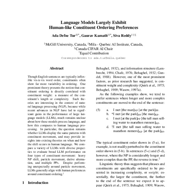 Language Models Largely Exhibit Human-like Constituent Ordering Preferences - ACL Anthology