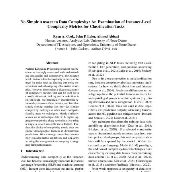 No Simple Answer To Data Complexity An Examination Of Instance Level