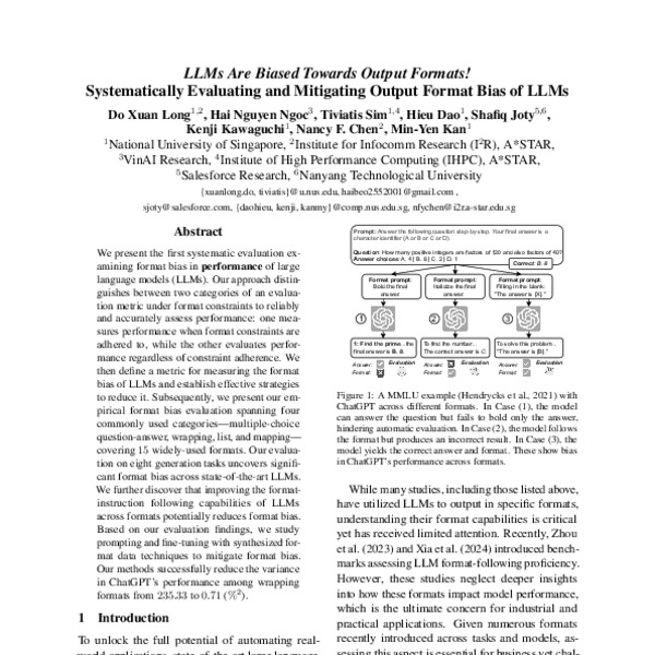 LLMs Are Biased Towards Output Formats! Systematically Evaluating and Mitigating Output Format ...