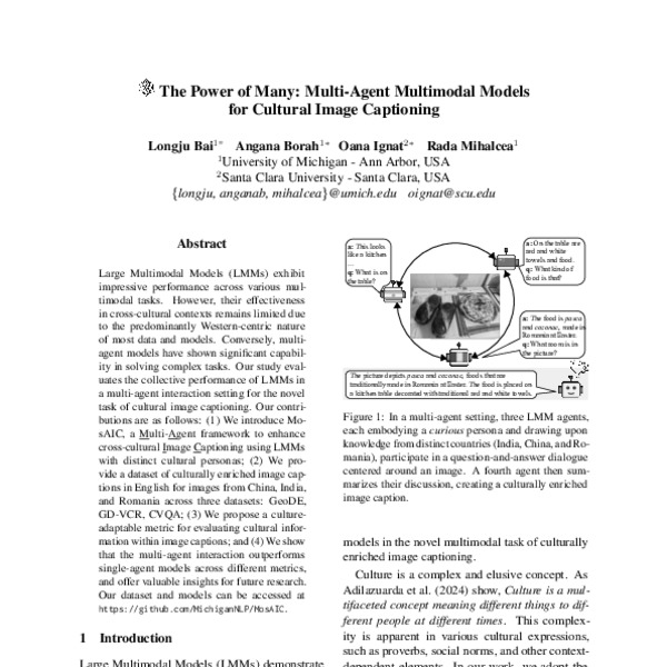 The Power of Many: Multi-Agent Multimodal Models for Cultural Image Captioning - ACL Anthology