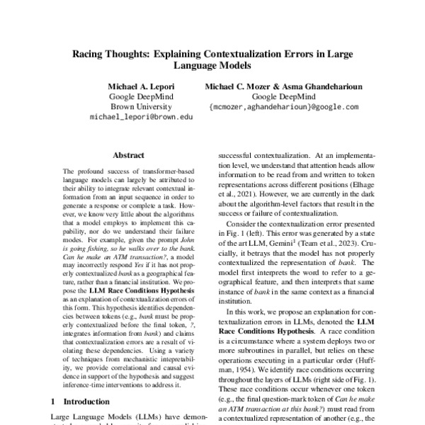 Racing Thoughts: Explaining Contextualization Errors in Large Language Models - ACL Anthology