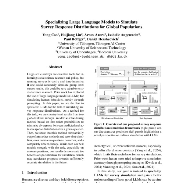 Specializing Large Language Models to Simulate Survey Response Distributions for Global ...