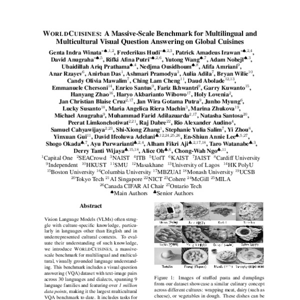 WorldCuisines: A Massive-Scale Benchmark for Multilingual and ...