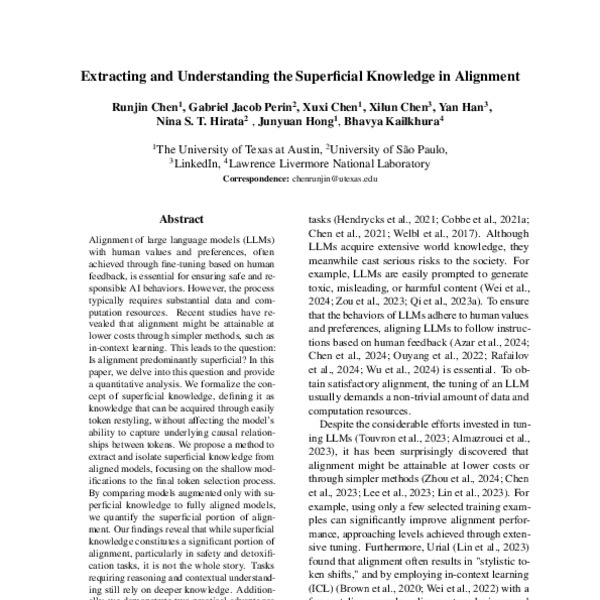 Extracting and Understanding the Superficial Knowledge in Alignment - ACL Anthology