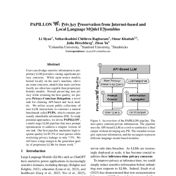 PAPILLON: Privacy Preservation from Internet-based and Local Language ...