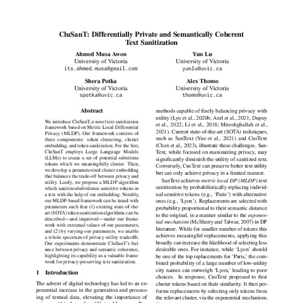 CluSanT: Differentially Private and Semantically Coherent Text Sanitization - ACL Anthology