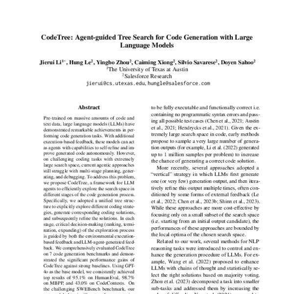 CodeTree: Agent-guided Tree Search for Code Generation with Large Language Models - ACL Anthology