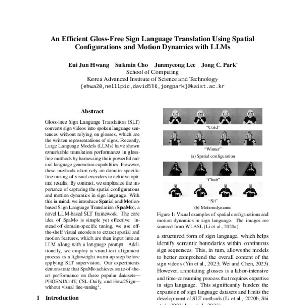 An Efficient Gloss-Free Sign Language Translation Using Spatial ...