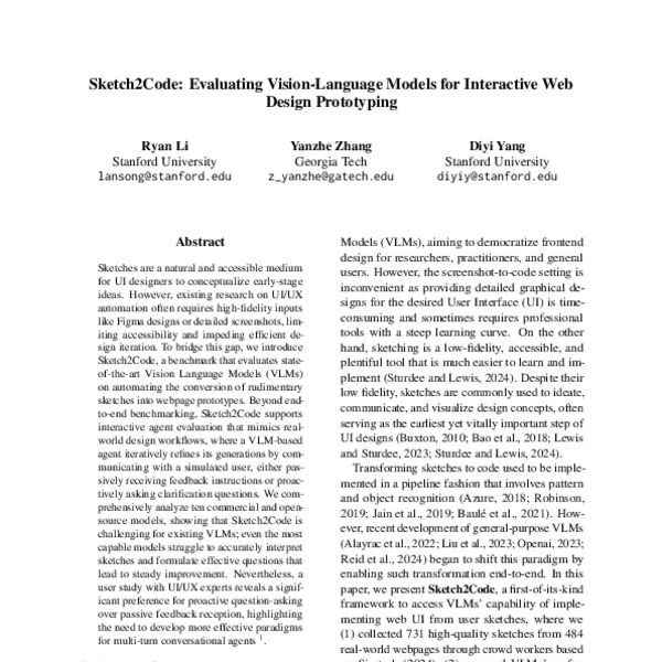 Sketch2code Evaluating Vision Language Models For Interactive Web