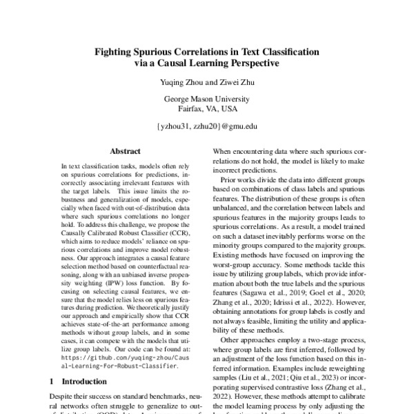 Fighting Spurious Correlations in Text Classification via a Causal Learning Perspective - ACL ...