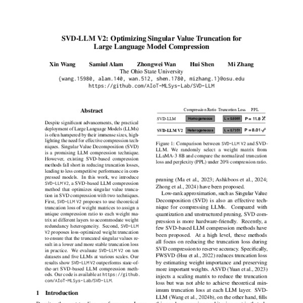 SVD-LLM V2: Optimizing Singular Value Truncation for Large Language Model Compression - ACL ...
