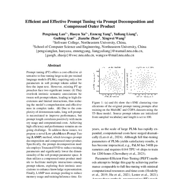Efficient and Effective Prompt Tuning via Prompt Decomposition and Compressed Outer Product ...