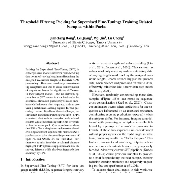 Threshold Filtering Packing for Supervised Fine-Tuning: Training ...