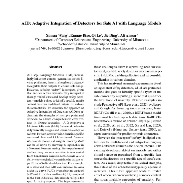 Aid Adaptive Integration Of Detectors For Safe Ai With Language Models