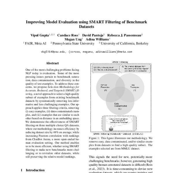 Improving Model Evaluation using SMART Filtering of Benchmark Datasets - ACL Anthology