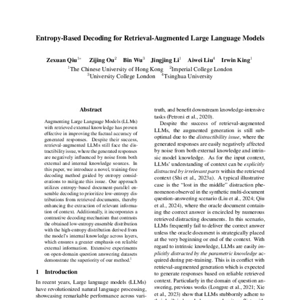 Entropy-Based Decoding for Retrieval-Augmented Large Language Models - ACL Anthology