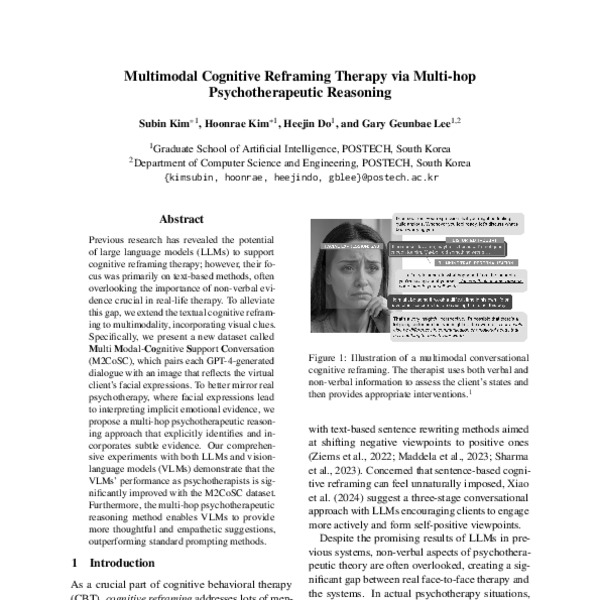 Multimodal Cognitive Reframing Therapy via Multi-hop Psychotherapeutic Reasoning - ACL Anthology