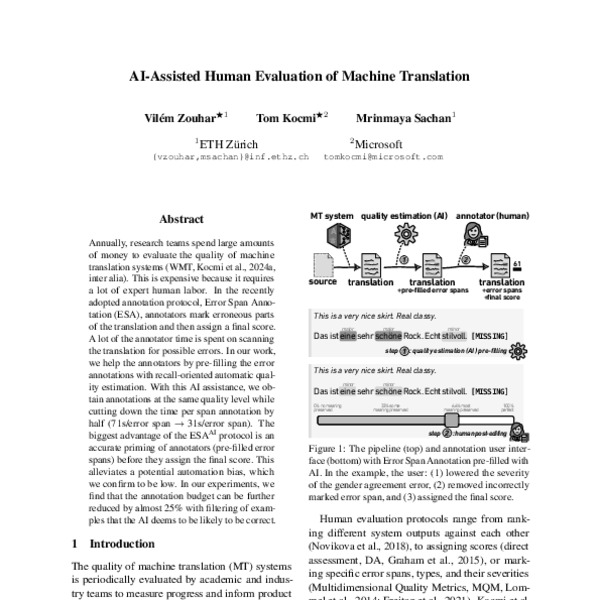 AI-Assisted Human Evaluation of Machine Translation - ACL Anthology