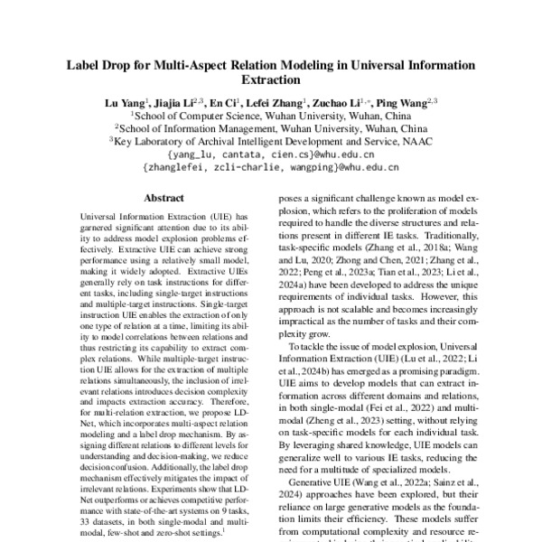 Label Drop For Multi Aspect Relation Modeling In Universal Information Extraction Acl Anthology