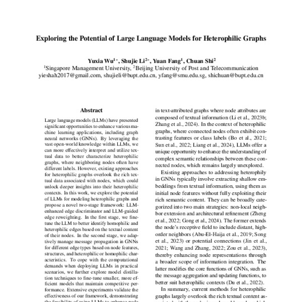 Exploring the Potential of Large Language Models for Heterophilic Graphs - ACL Anthology