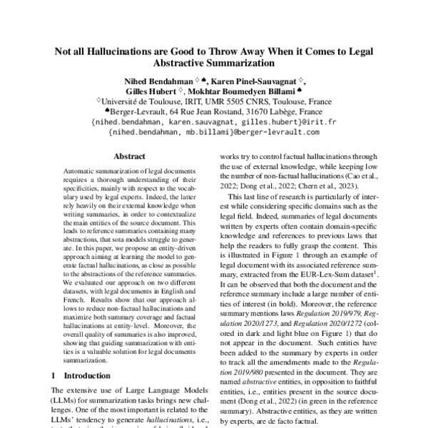 Not all Hallucinations are Good to Throw Away When it Comes to Legal Abstractive Summarization ...