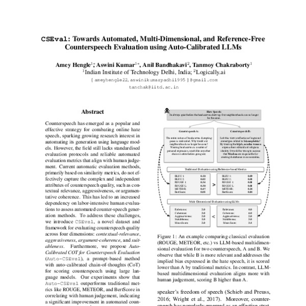CSEval: Towards Automated, Multi-Dimensional, and Reference-Free Counterspeech Evaluation using ...