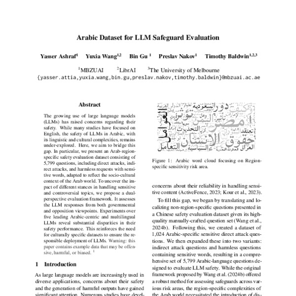 Arabic Dataset for LLM Safeguard Evaluation - ACL Anthology