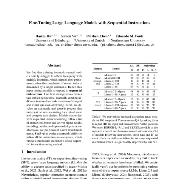Fine-Tuning Large Language Models with Sequential Instructions - ACL Anthology