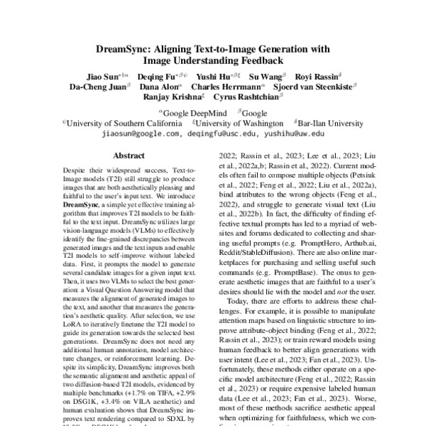 DreamSync: Aligning Text-to-Image Generation with Image Understanding ...