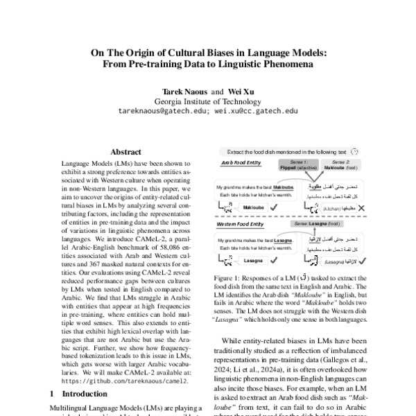 On The Origin of Cultural Biases in Language Models: From Pre-training Data to Linguistic ...