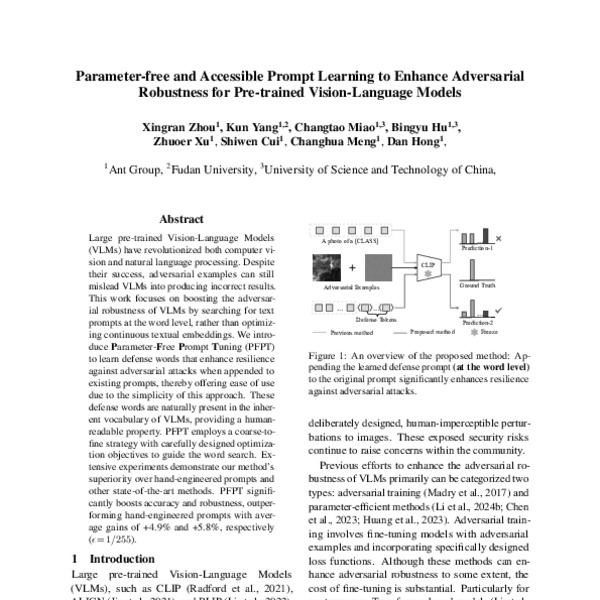 Parameter-free and Accessible Prompt Learning to Enhance Adversarial Robustness for Pre-trained ...