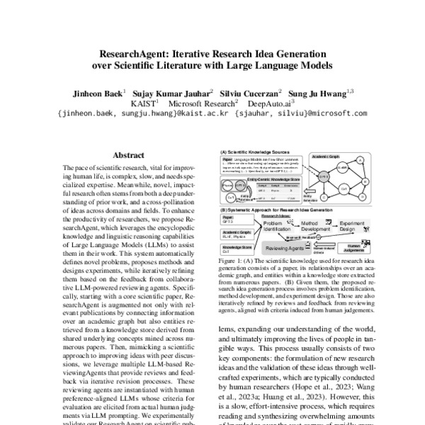 ResearchAgent: Iterative Research Idea Generation over Scientific ...