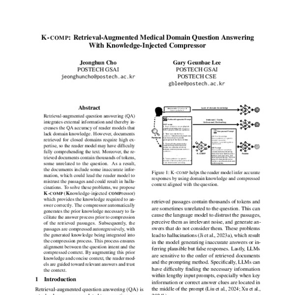 K-COMP: Retrieval-Augmented Medical Domain Question Answering With Knowledge-Injected Compressor ...