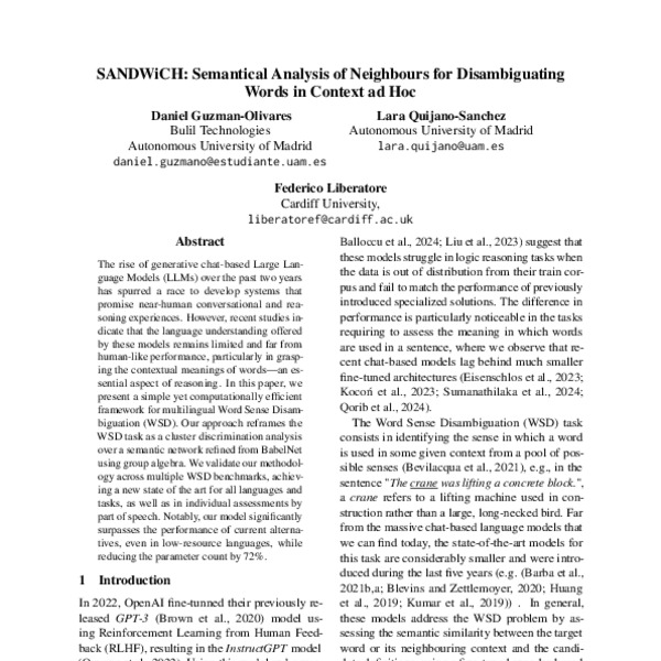 SANDWiCH: Semantical Analysis of Neighbours for Disambiguating Words in ...