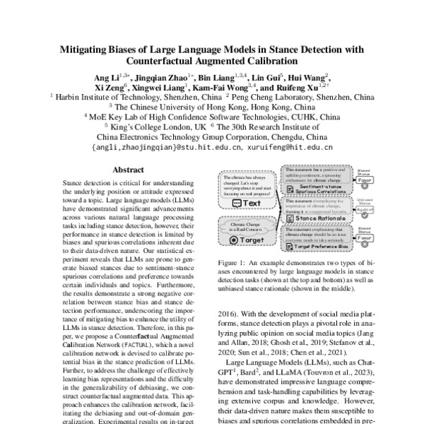 Mitigating Biases of Large Language Models in Stance Detection with Counterfactual Augmented ...