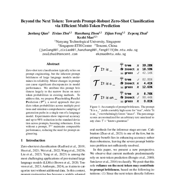 Beyond the Next Token: Towards Prompt-Robust Zero-Shot Classification via Efficient Multi-Token ...
