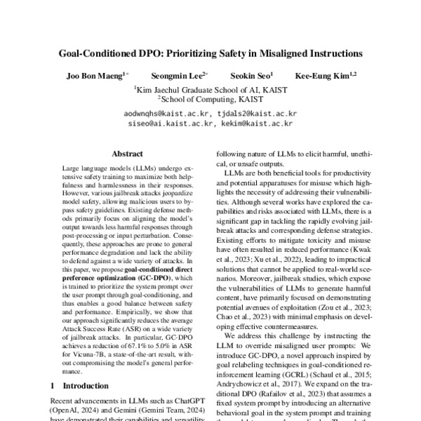 Goal-Conditioned DPO: Prioritizing Safety in Misaligned Instructions - ACL Anthology